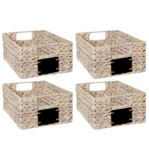 Beige 9 in. x 5 in. Polyethylene Decorative Basket (Set of 4) with ...