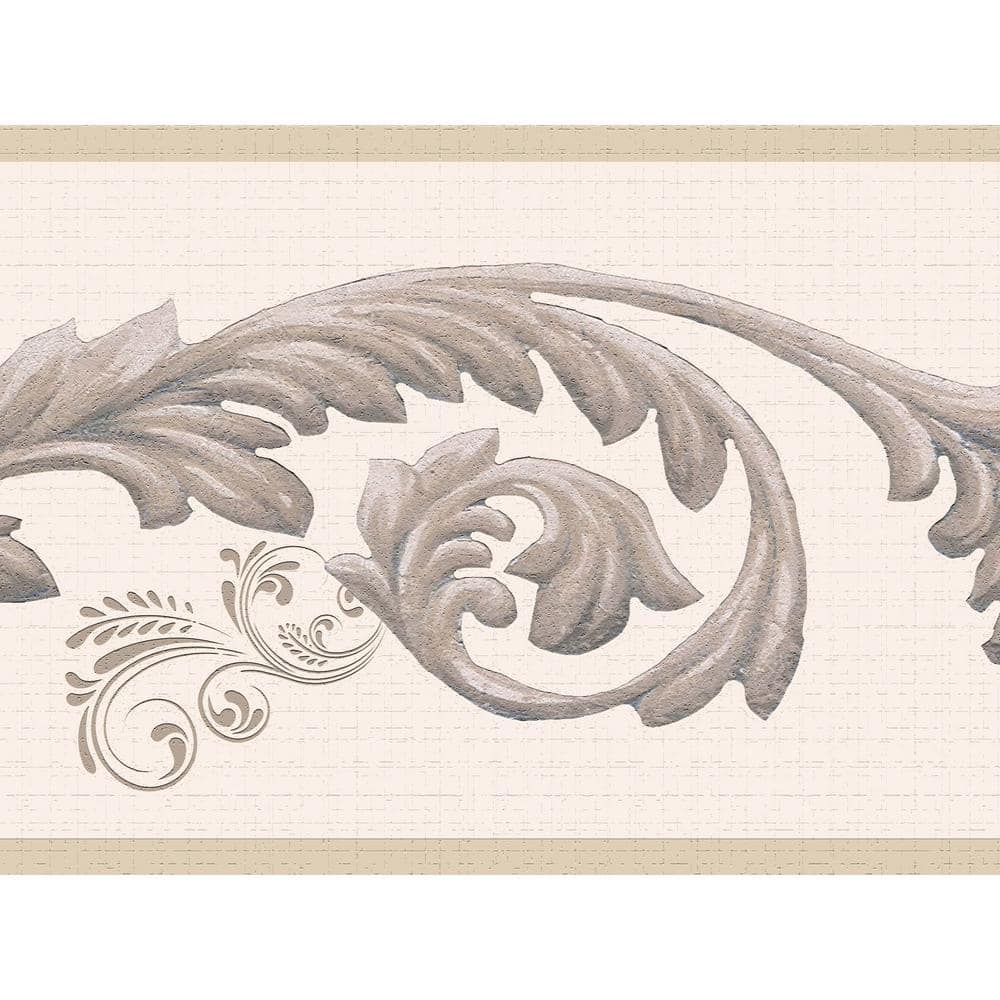 Dundee Deco Falkirk Dandy II Grey Brown Vines Scrolls Damask Peel and ...