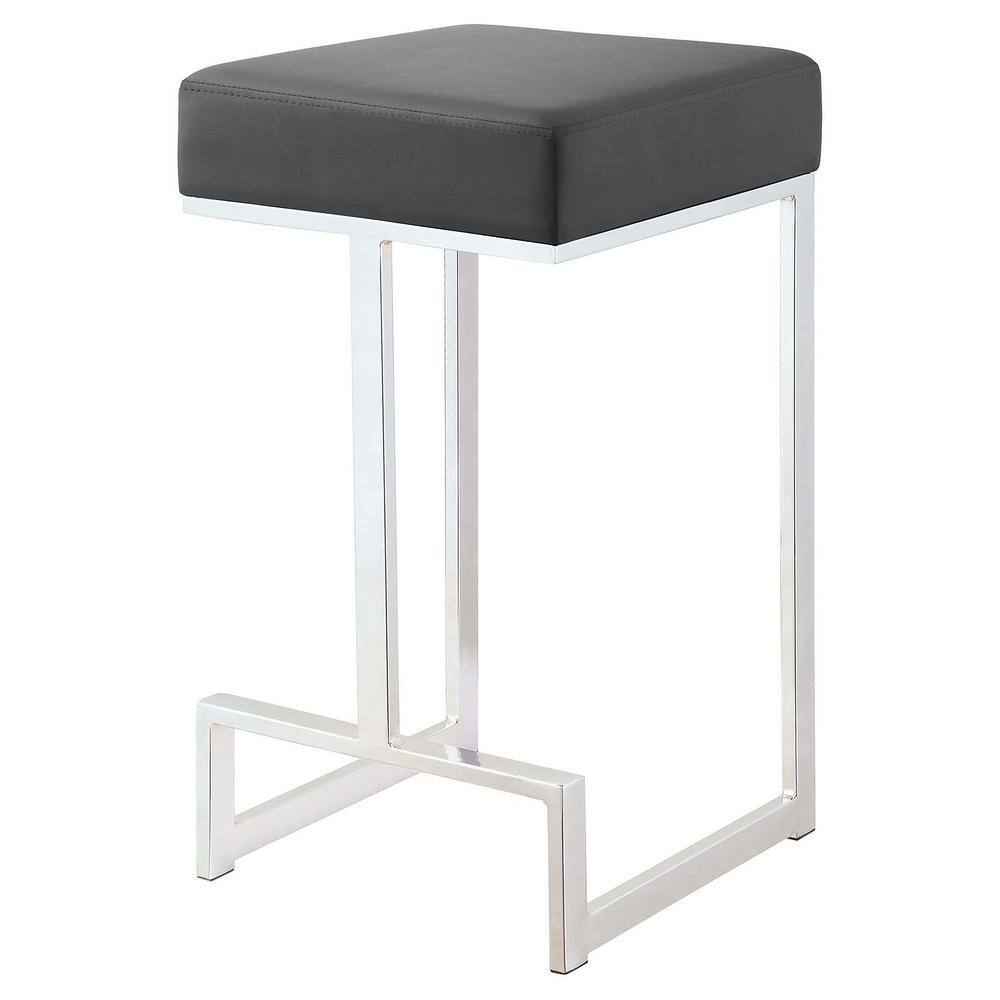 Coaster Gervase 25 in. Grey and Chrome Backless Metal Counter Stool ...