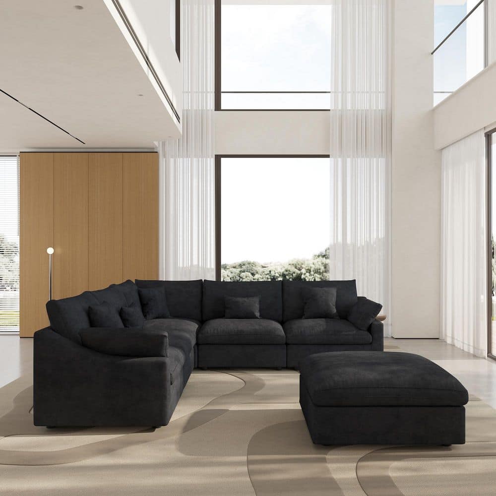 Reviews for J&E Home 119.2 in. Slope Arm 6-piece Linen Deep Seat ...