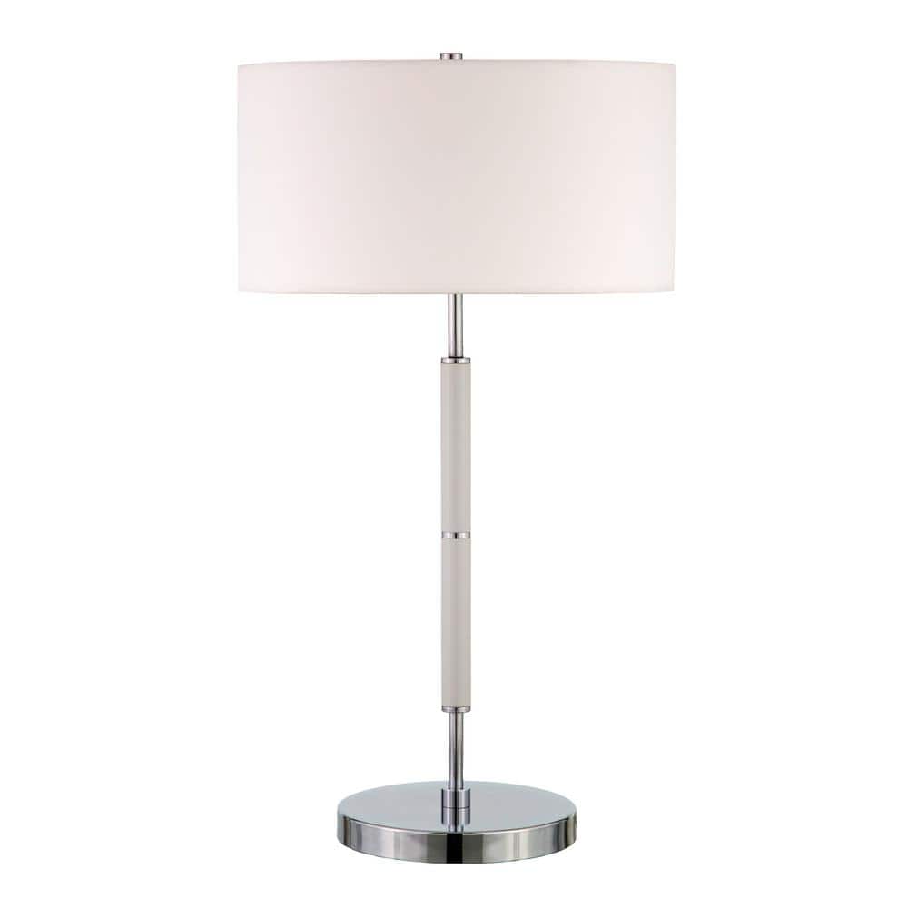 Meyer&Cross Simone 25 in. Matte White and Polished Nickel 2-Bulb Table ...