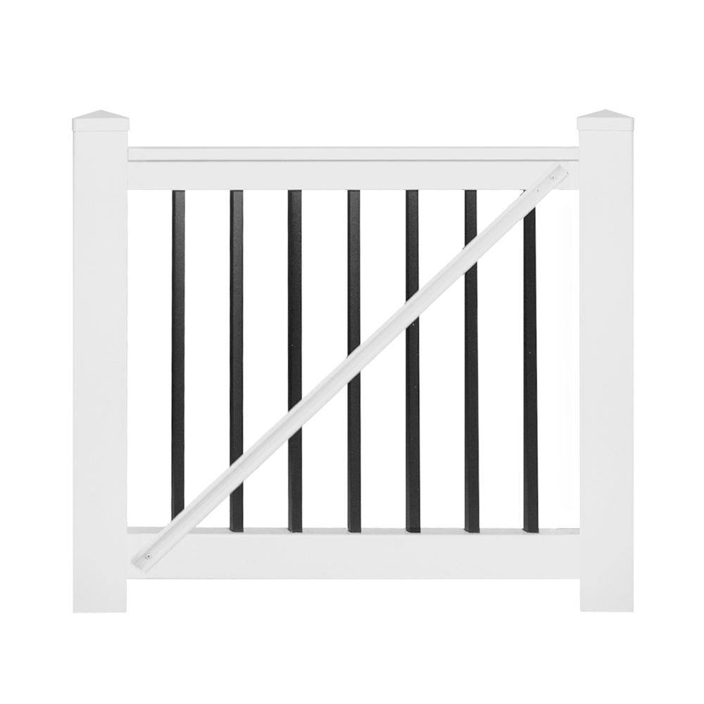 Weatherables Vilano 3.5 ft. H x 5 ft. W White Vinyl Railing Gate Kit ...