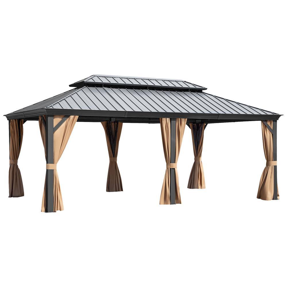 INMITOM 12 ft. x 20 ft. Hardtop Gazebo with Aluminum Frame, Double ...