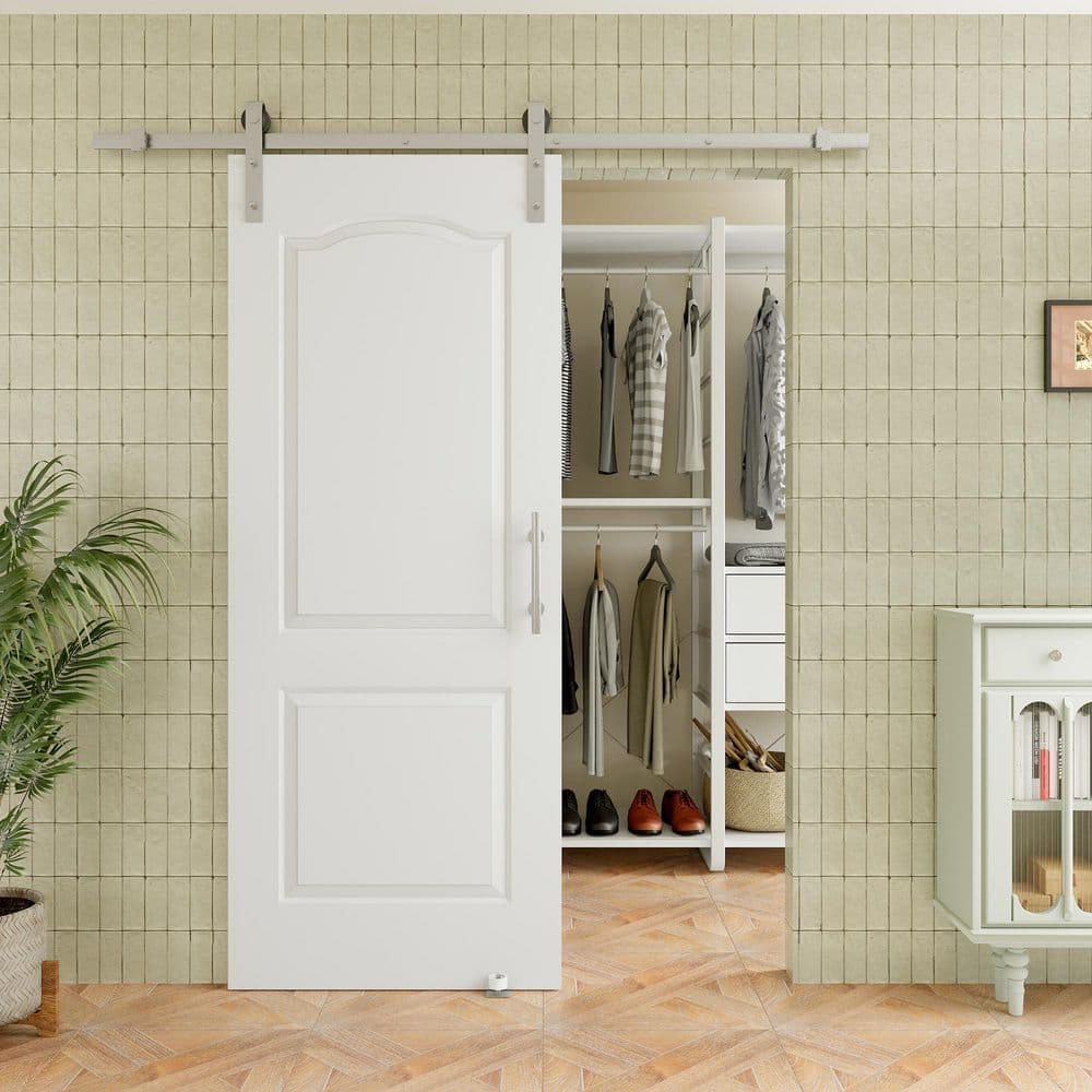 ARK DESIGN 32 in. x 80 in. 2-Lite White Primed Paneled MDF Assembly ...