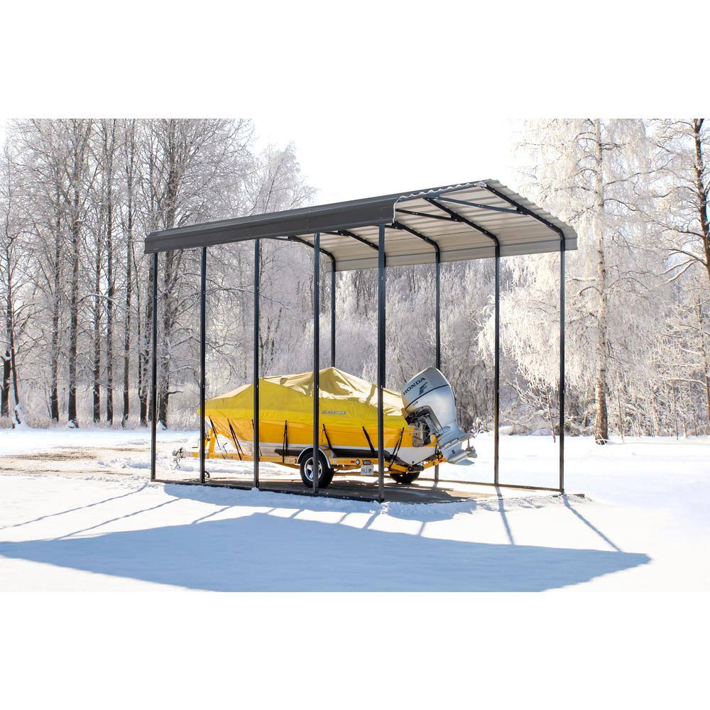 Arrow 14 ft. W x 20 ft. D x 14 ft. H Galvanized Steel Charcoal Finish ...