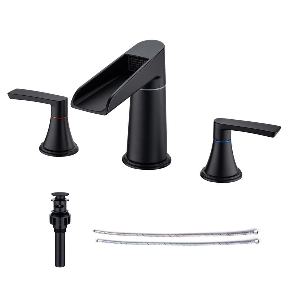 RAINLEX Waterfall 8 in. Widespread Double Handle Bathroom Faucet with ...