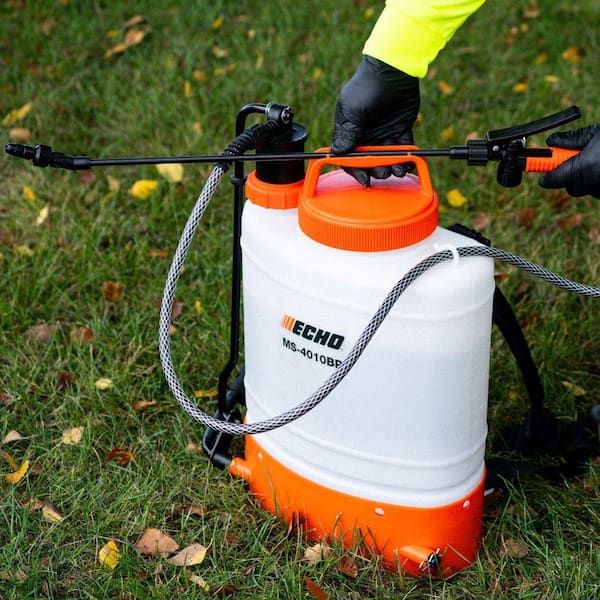 ECHO 4 Gal. Multi Purpose Backpack Manual Sprayer with Piston Style Pump and 50 in. Hose for Turf or Farming Applications MS 4010BP The Home Depot