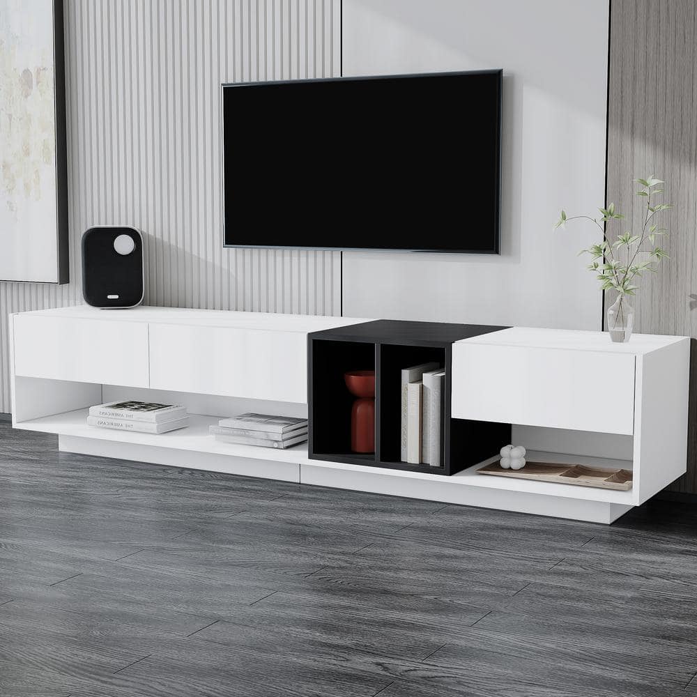 Harper & Bright Designs White TV Stand Fits TV's up to 80 in. with ...