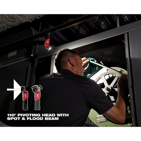 Milwaukee 500 Lumens LED Pivoting REDLITHIUM USB Flashlight & 500 ...