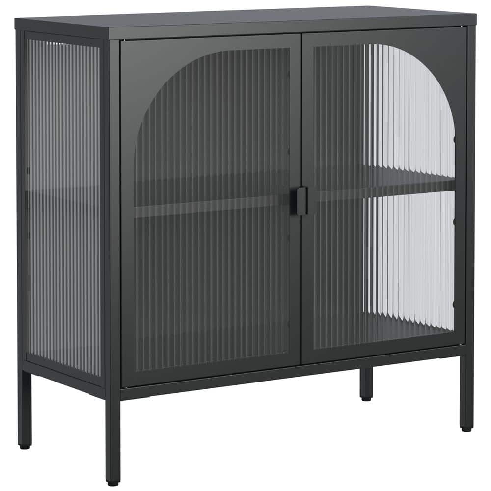Tatayosi Metal Sideboard Cabinet, Accent Storage Cabinet with 2 Glass ...