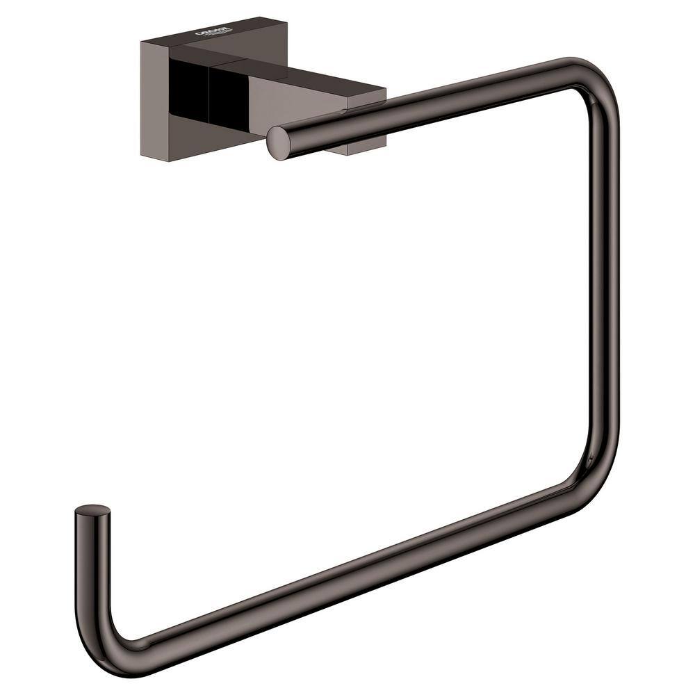 GROHE Essentials Cube Wall Mounted Towel Ring in Hard Graphite 40510A01 ...