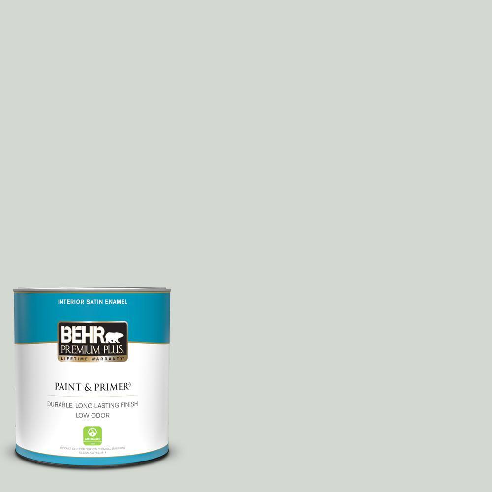 BEHR PREMIUM PLUS 1 qt. #N410-2 Brook Green Satin Enamel Low Odor ...