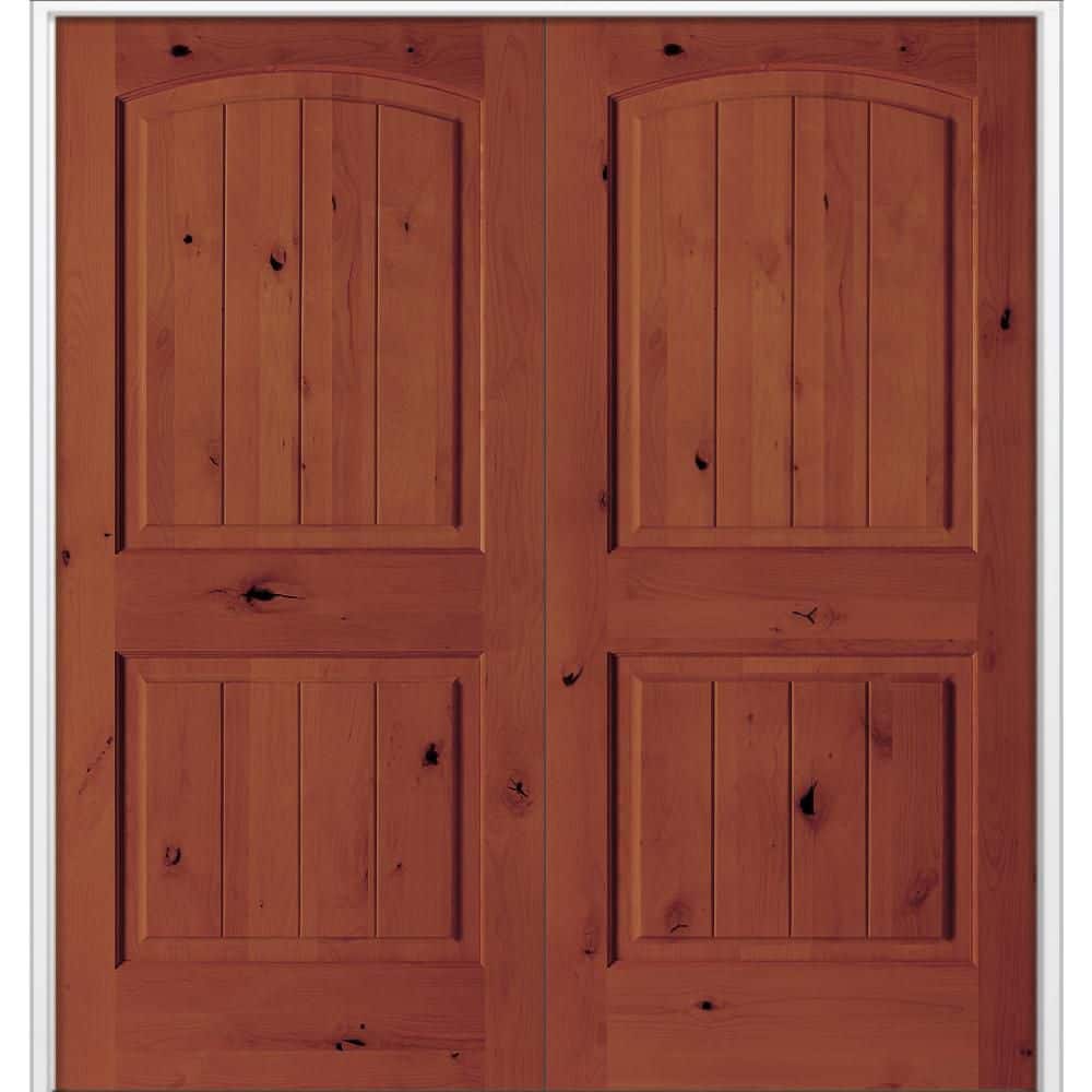 Krosswood Doors 48 in. x 80 in. Rustic Knotty Alder Arch Top VG Both ...