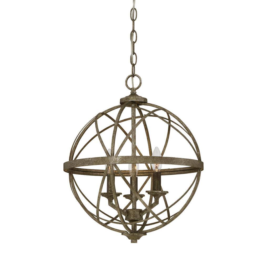 Millennium Lighting 16 in. 3-Light Antique Silver Pendant 2283-AS - The ...