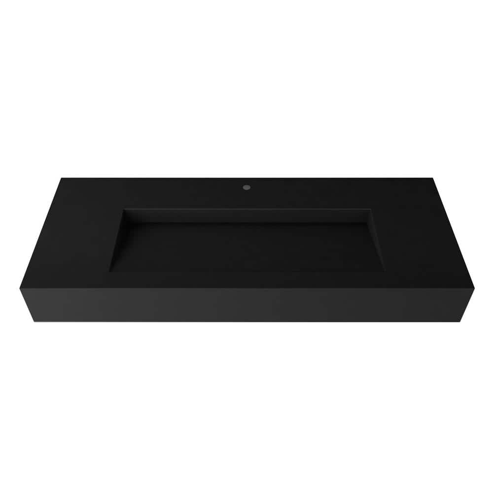 castellousa Pyramid 48 in. Wall Mount Solid Surface Single-Basin ...