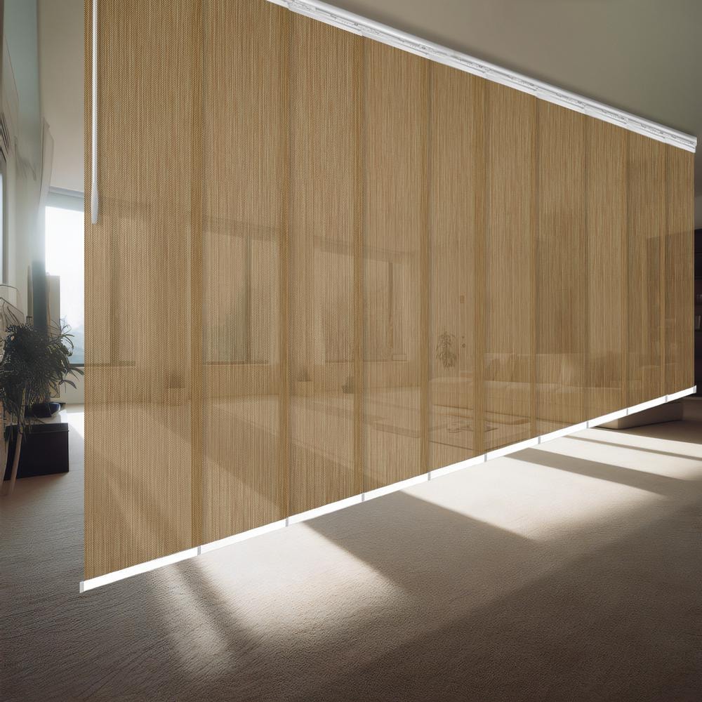 EMOH Wood 120 in. to 218 in. W x 94 in. L Adjustable 10 to Panel Satin ...