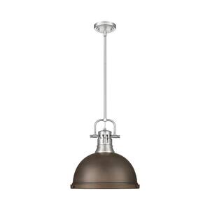 Golden Lighting Duncan 100-Watt 1-Light Pewter Pendant Light with Steel ...