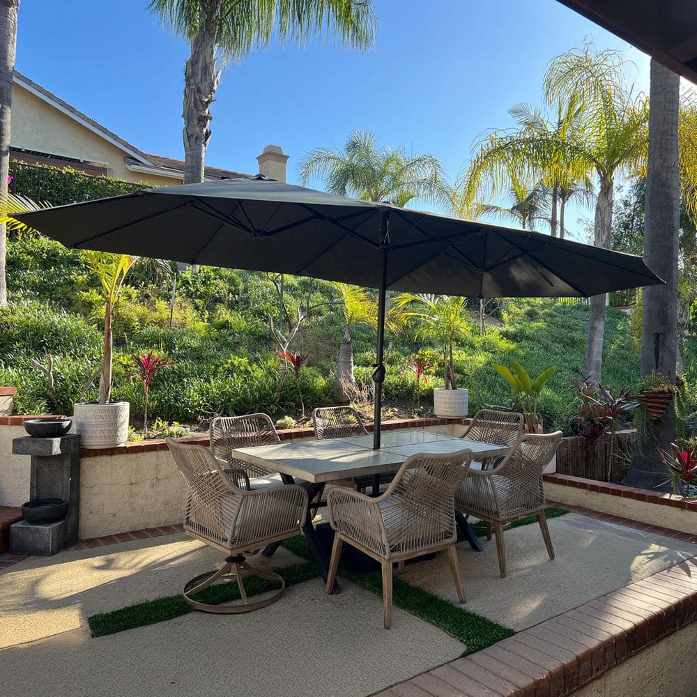 PURPLE LEAF 14 ft. Gray Aluminum Market Umbrella with Double-Sided ...