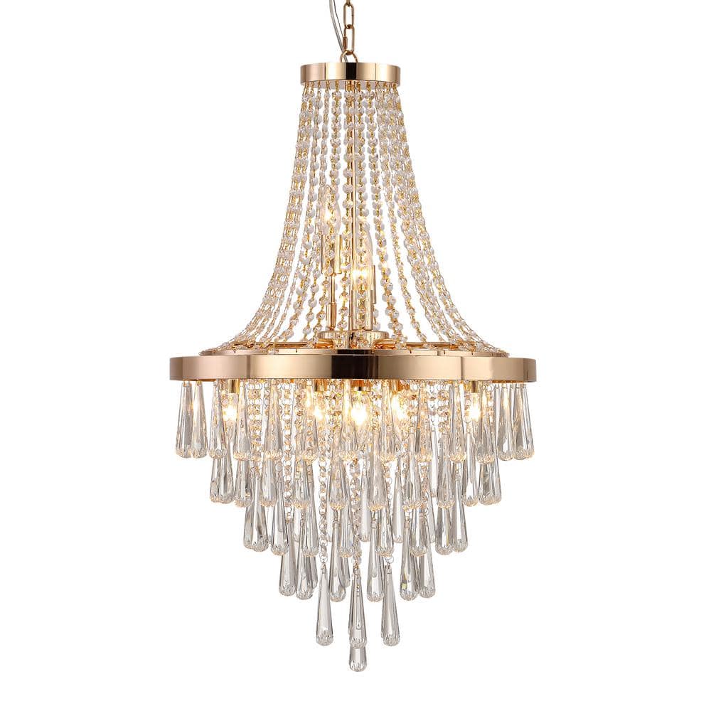 RCCFBHM Light Pro 10-Light Gold Crystal Island Chandelier for Living ...