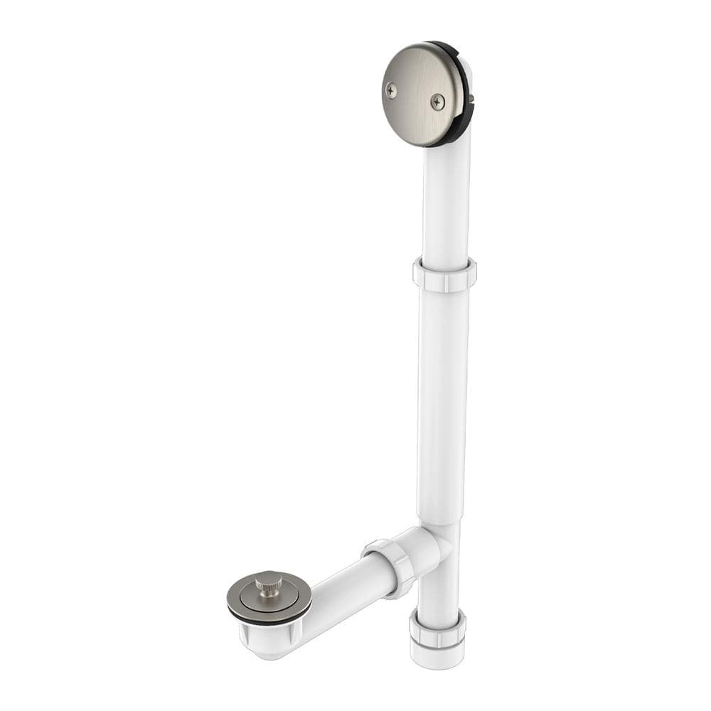 PF WaterWorks Brushed Nickel Trim Twist Close Bathtub Drain - White ...