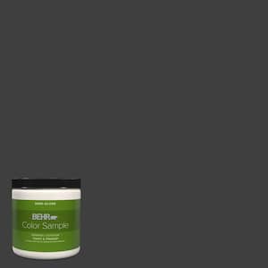 BEHR PREMIUM PLUS 8 oz. #ECC-10-2 Jet Black Satin Enamel Interior ...