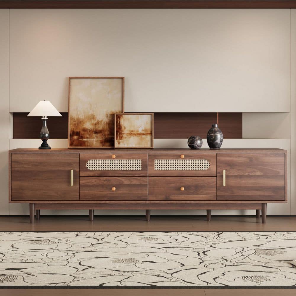 Noble House Lysle Dark Brown TV Stand Fits TVs up to 85 in. with 2 ...