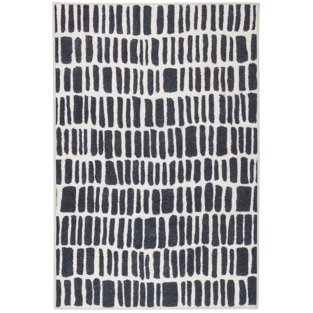 DASH & ALBERT Roark Machine Washable Charcoal 8 ft. x 10 ft. Indoor Area Rug DA2189-810 - The ...