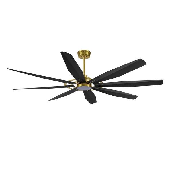 MLiAN 60 in. 8 Blades Black and Gold Indoor LED Ceiling Fan with Remote control WBCF-BS227-GB ...