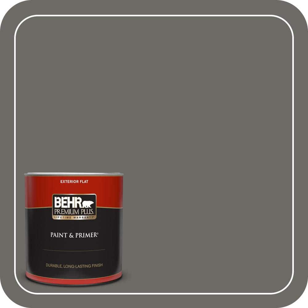 BEHR PREMIUM PLUS 1 qt. #PPU18-18 Mined Coal Flat Exterior Paint ...