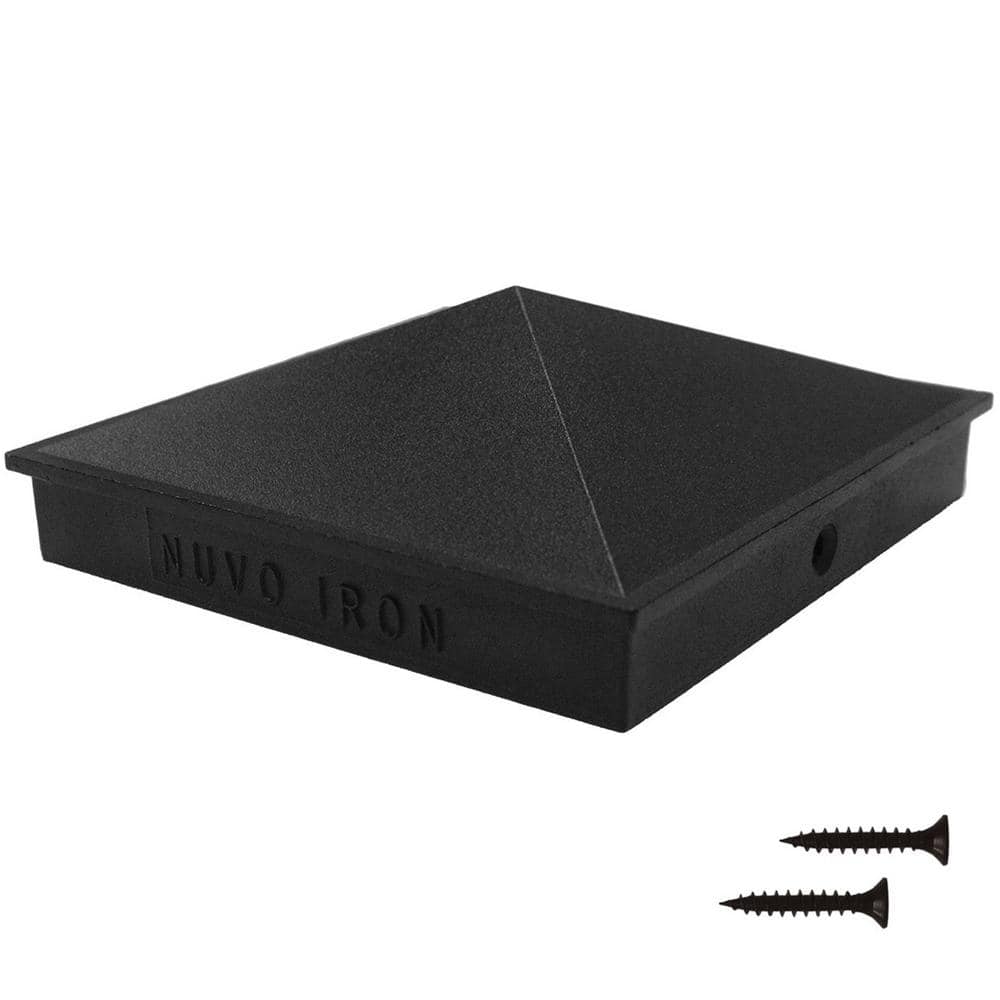 NUVO IRON 4 in. x 4 in. Black Aluminum Ornamental Pyramid Post Cap (24 ...