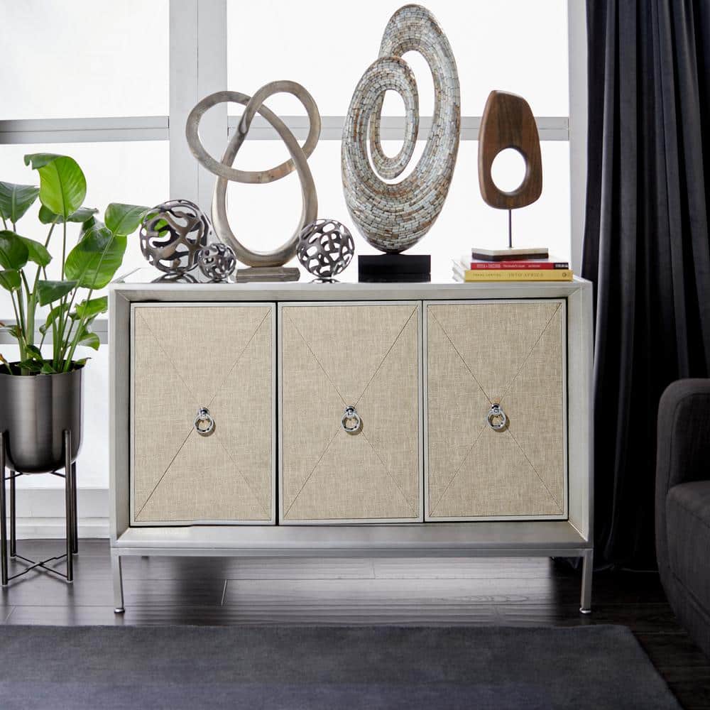 3 Door Mirrored Accent Cabinet