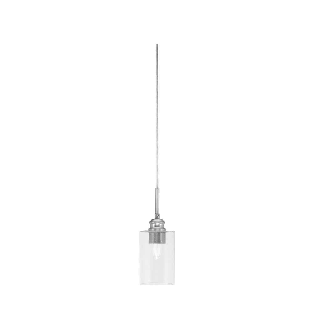 Albany 60-Watt 1-Light Nickel Shaded Pendant Light Mini Pendant with 4 ...