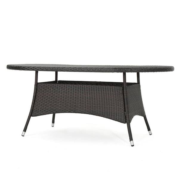 Tenleaf 69 in. W Brown Multi Oval Wicker Outdoor Dining Table FCBF15 ...