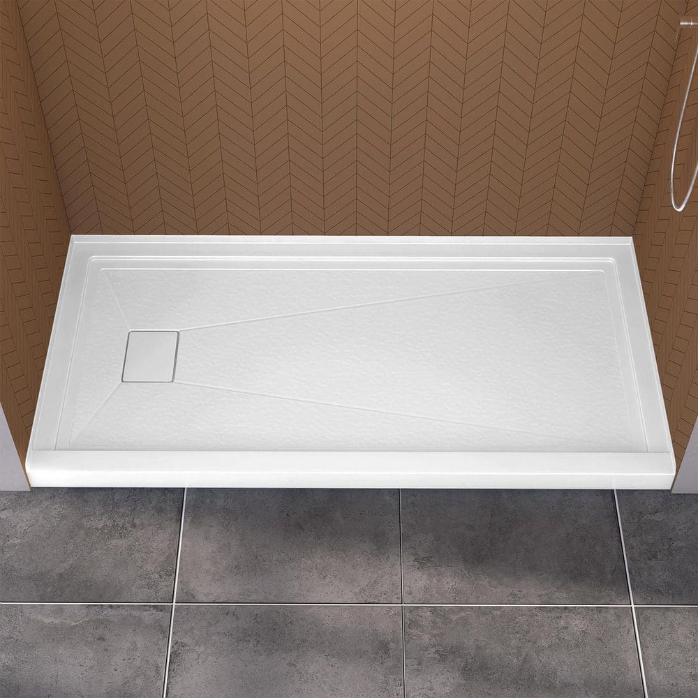 NTQ 72 in. x 36 in. Acrylic Single Threshold Alcove Rectangular Shower ...