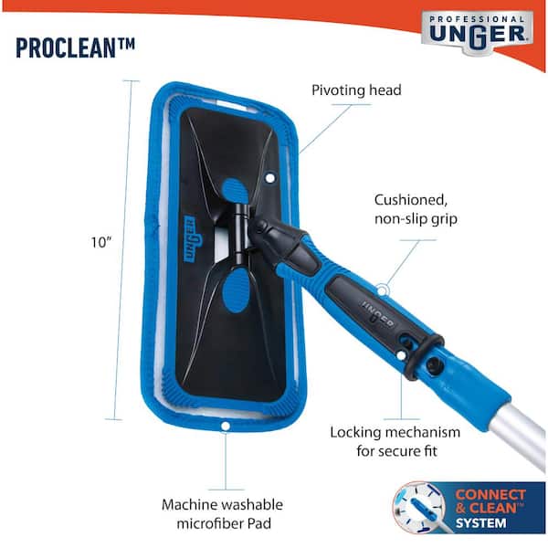 Unger ProClean Indoor Window Cleaner and 6' Aluminum Telescoping Pole ...