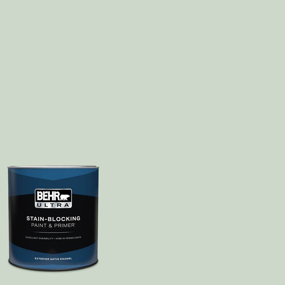 BEHR ULTRA 1 qt. #450E-2 April Mist Satin Enamel Exterior Paint ...