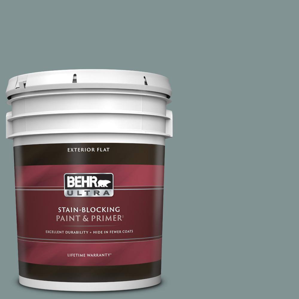 BEHR ULTRA 5 gal. #QE-53 Raindance Flat Exterior Paint & Primer 485405 ...