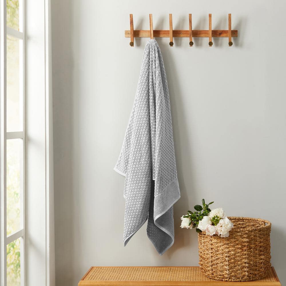 FRESHFOLDS Light Gray Cotton Lattice Textured Single Bath Sheet ...