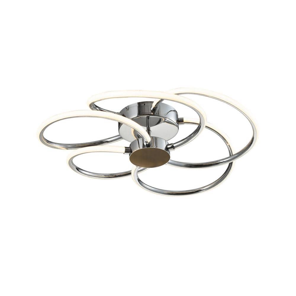 Maxax Carson 6-Light 20.87 in. Chrome Unique/Statement LED Semi Flush ...