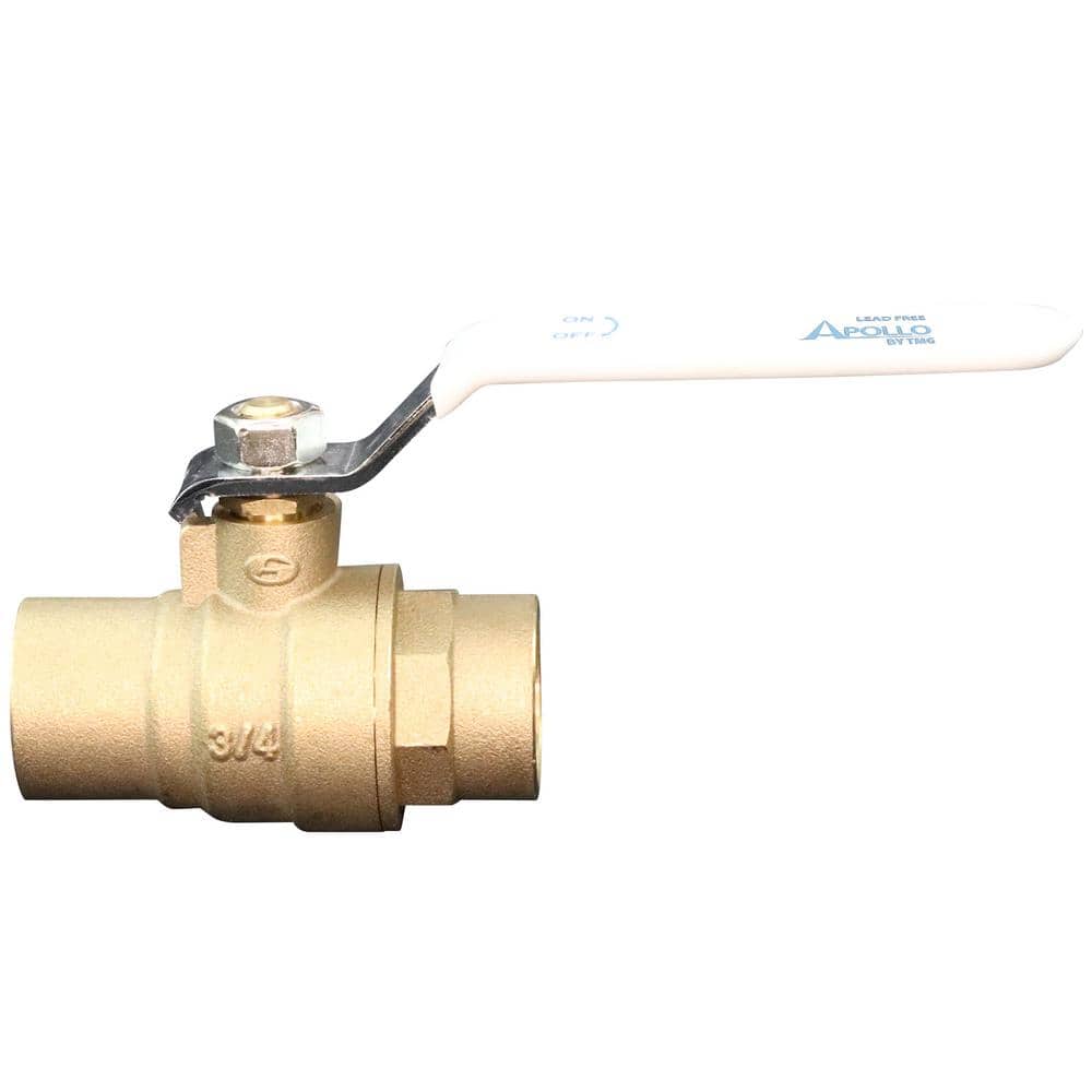 Apollo 3/4 in. x 3/4 in. Lead Free Forged Brass Sweat x Sweat Ball ...