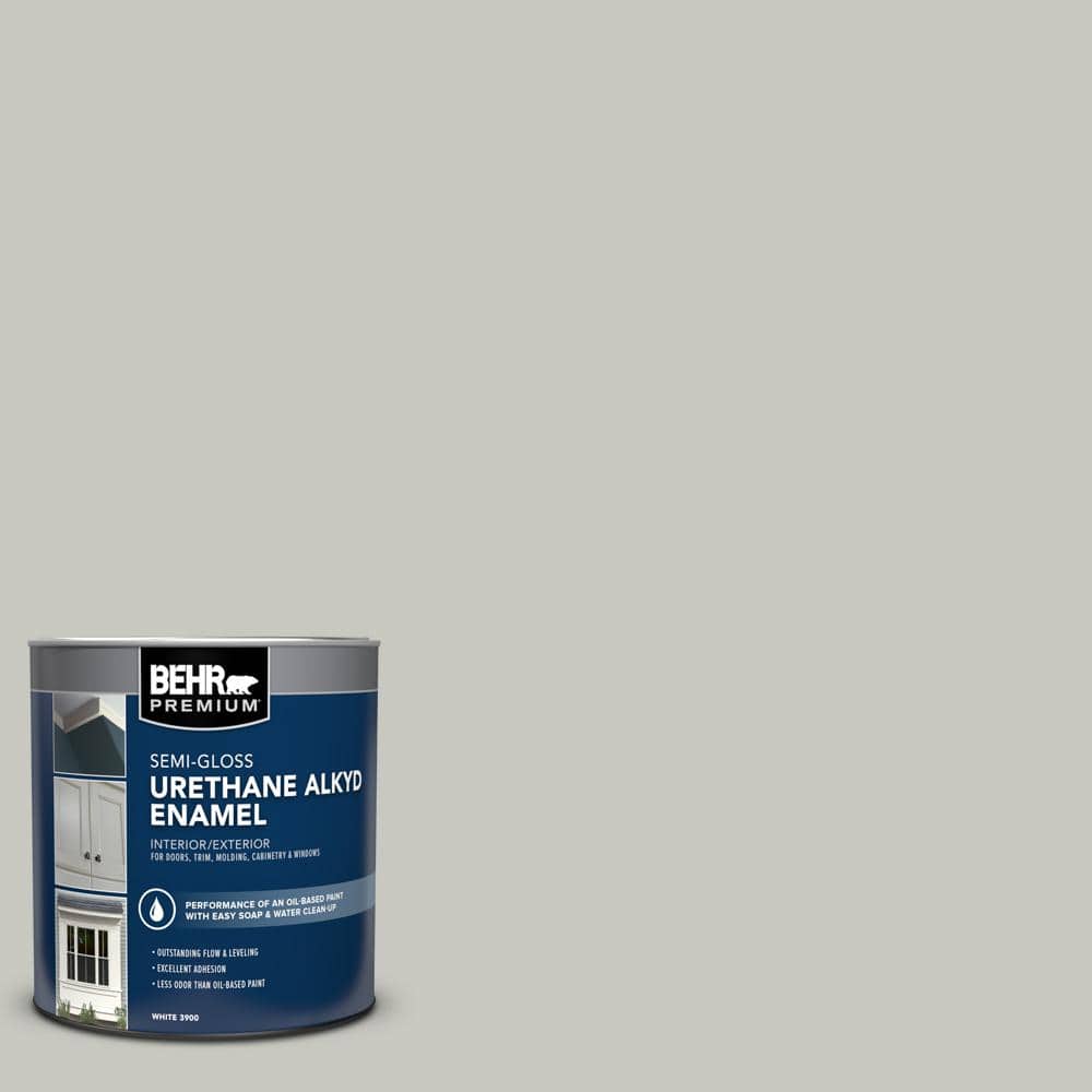 BEHR PREMIUM 1 qt. #N360-2 Silver Marlin Semi-Gloss Enamel Urethane ...