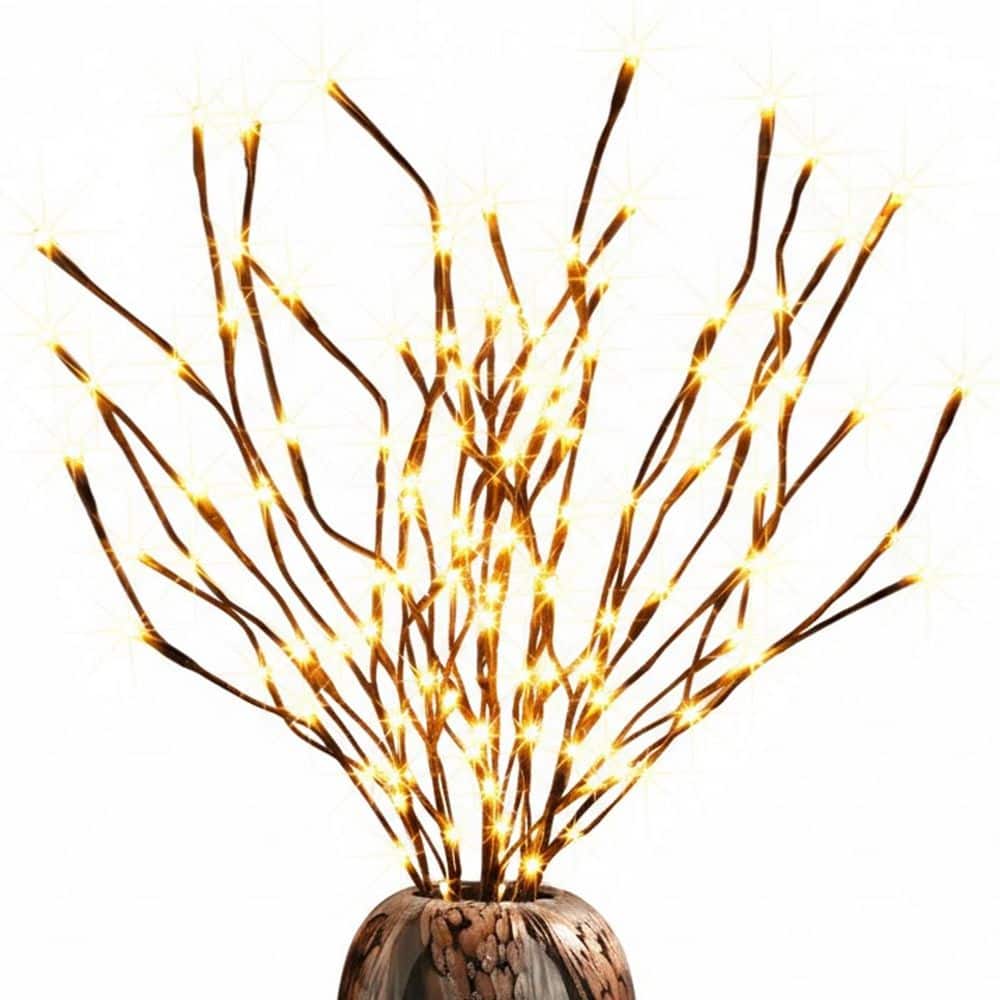 30 in. Brown Artificial Willow Branch Foliage Warm White LED Twig ...
