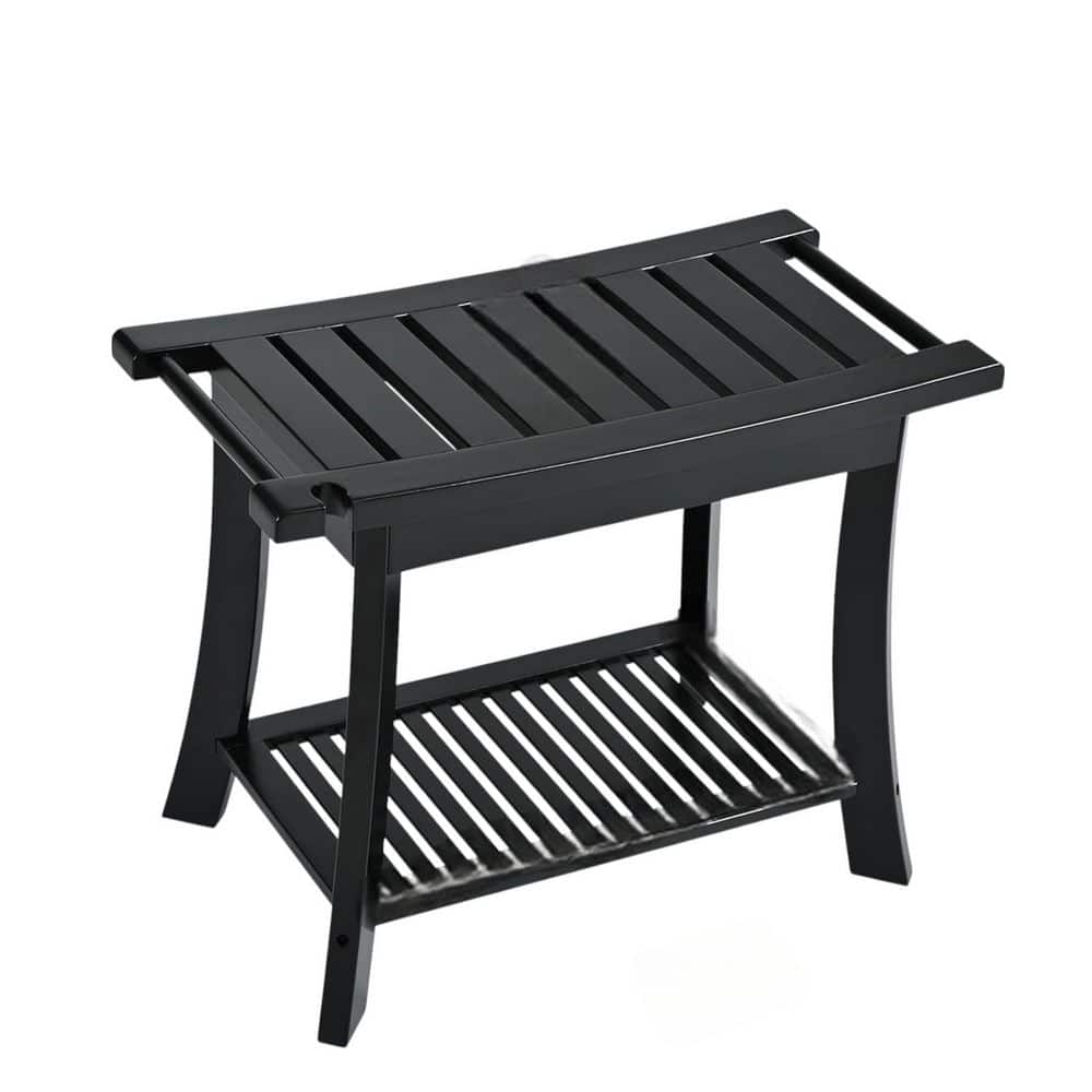 Anqtovp Bamboo Series 23.62 in. W Freestanding Storage Shelf ...