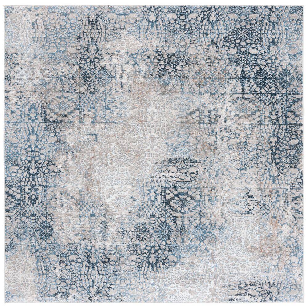 SAFAVIEH Parker 7 ft. x 7 ft. Blue/Taupe Distressed Abstract square ...