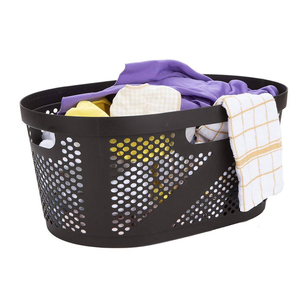 Brown Plastic Laundry Basket with Cut-out Handles 40 Liter laundry-432 ...