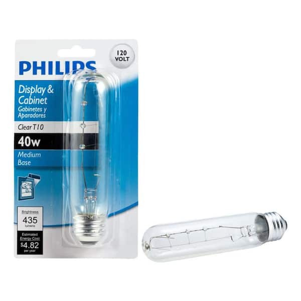 Philips 40-Watt T10 Incandescent Clear Tubular Light Bulb (1-Pack ...