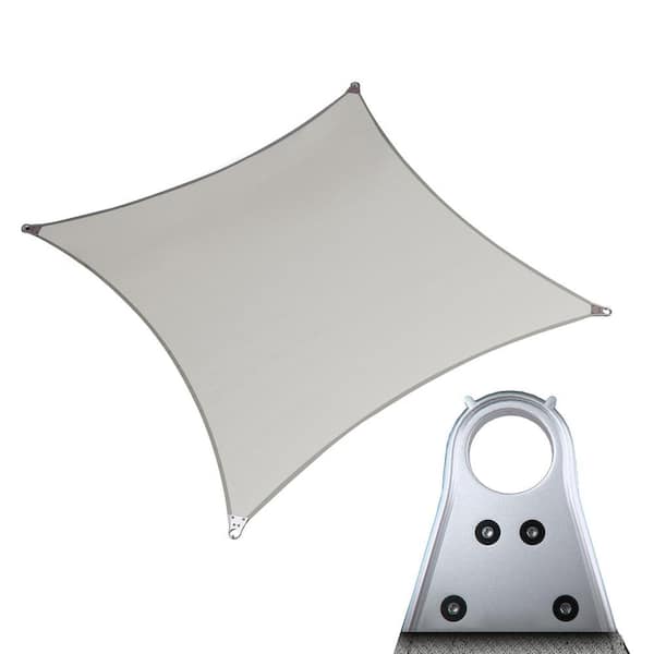 ITOPFOX 10 ft. x 10 ft. Light Grey Square Heavy-Duty Sun Shade Sail ...