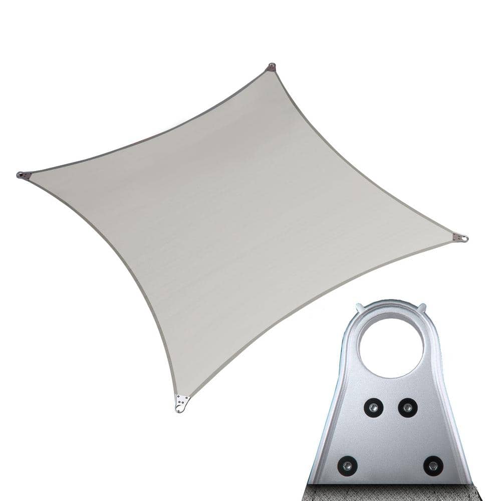 ROYAL SHADE 18 ft. x 18 ft. Super Ring Square Shade Sail - Gray RS ...