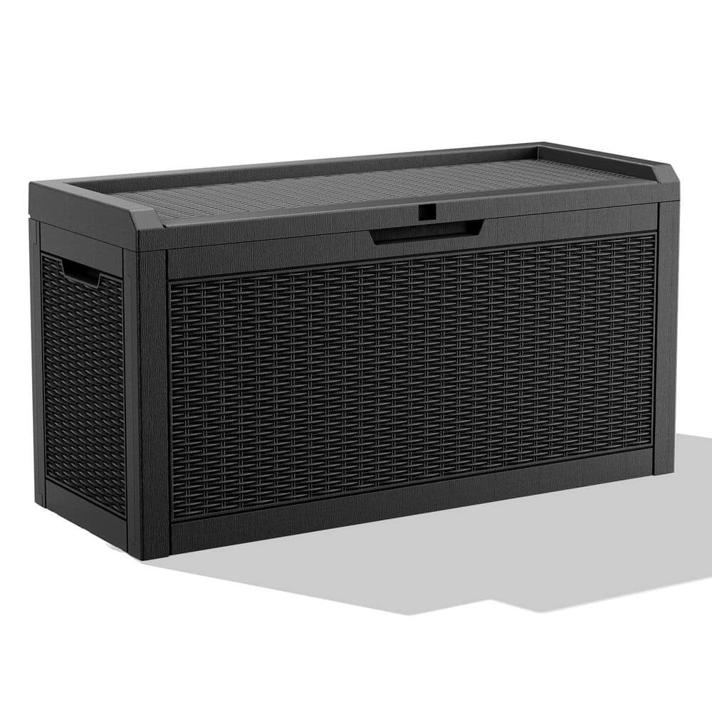 Reviews for Neviorone 60 Gal.-Black Wicker Resin Outdoor Storage Deck ...