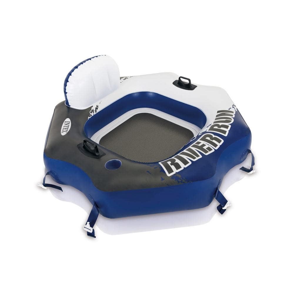 Intex River Run 53 in. Blue Connect Lounge Inflatable Floating Water ...